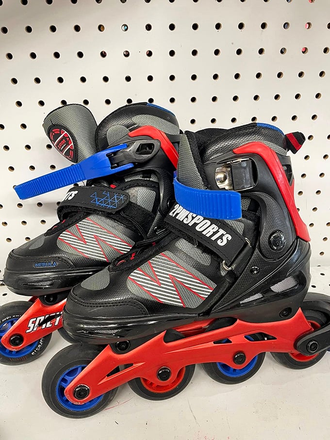 Rollerblades with plenty of miles left in them&mdash;yesterday's impulse purchase becomes tomorrow's new hobby at thrift store prices.