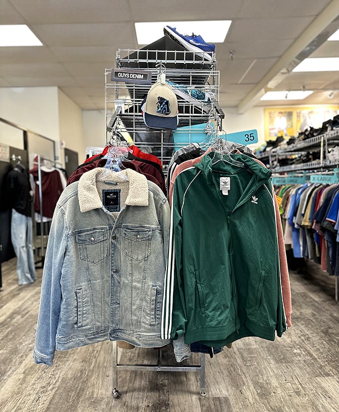 Jacket jackpot – that sherpa-lined denim and Adidas track jacket would cost triple elsewhere, but here they're just Tuesday's great finds.