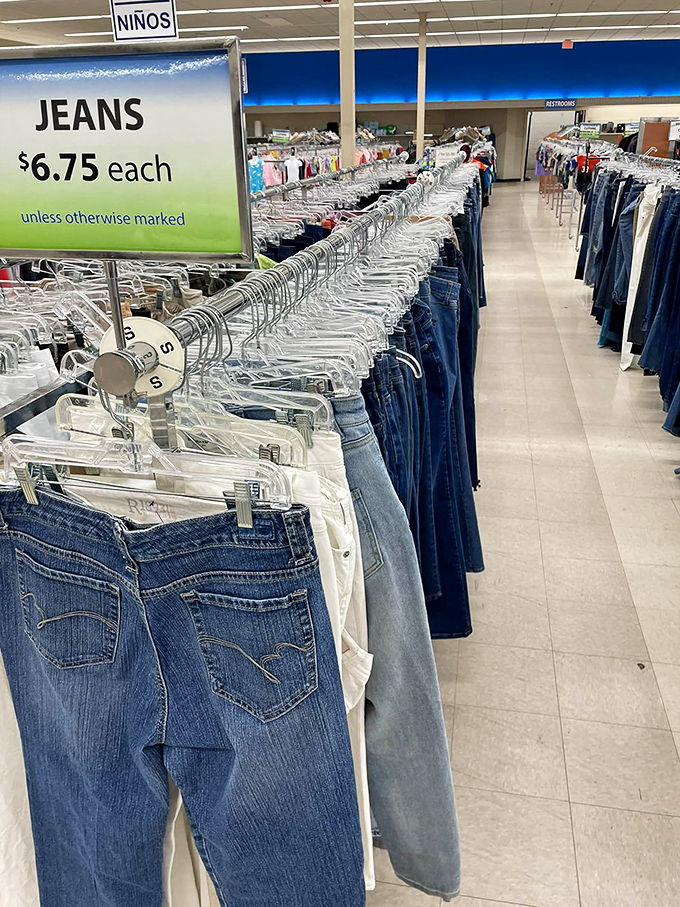 Denim for days! Jeans at $6.75 each means you could refresh your entire wardrobe for less than dinner at a chain restaurant.