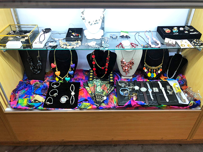 Jewelry displayed with artistic flair offers the perfect finishing touch to your thrifted ensemble&mdash;from statement necklaces to vintage watches.