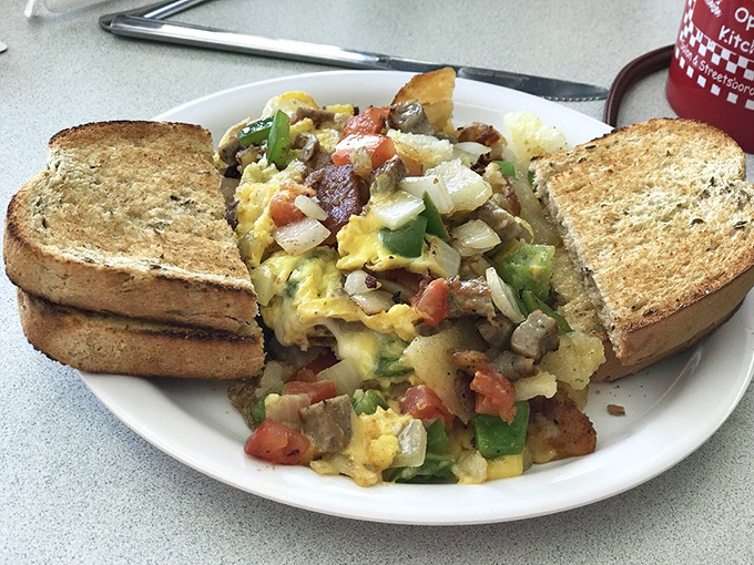 The Herb Nelson scramble&mdash;where eggs, veggies, and toast come together in a breakfast symphony that makes morning people of us all.