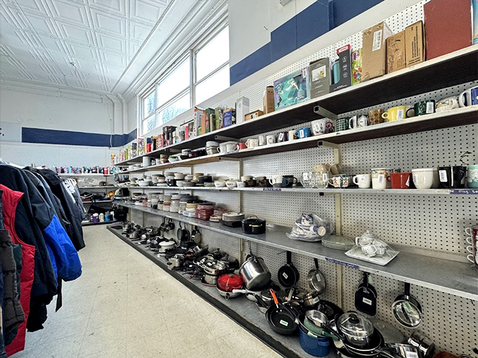 Kitchen section paradise for the culinary explorer. Cast iron pans with decades of seasoning just waiting to elevate your home cooking game.