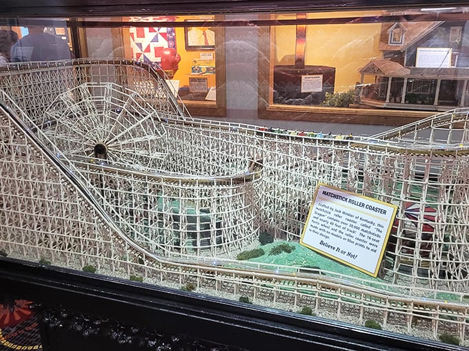 This matchstick roller coaster took more patience to build than most of us have waiting in line for the real thing.