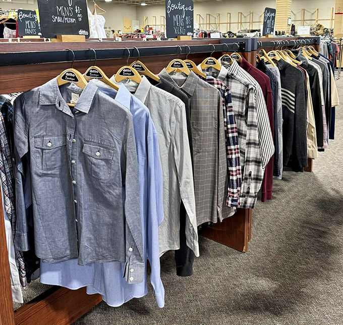 Men's button-downs lined up like soldiers ready for duty&mdash;each one prepared to make you look like you spent way more than you actually did.