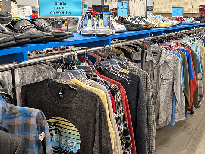 Men's clothing organized by size and type. That vintage tee might become your new favorite&mdash;and nobody at the barbecue will have the same one!