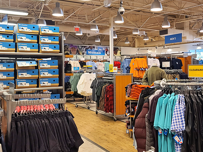 Columbia Sportswear: where South Carolinians prepare for hypothetical mountain adventures they'll probably never take. Those clearance signs are just permission slips for buying gear you'll use twice a year.