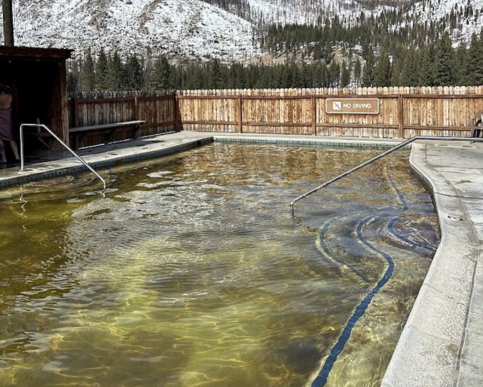Morning light on the pool reveals that slightly sulfuric tint of legitimately therapeutic mineral water magic.