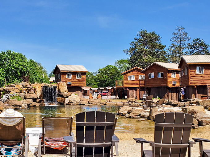 Cabin life gets an upgrade at this resort where rustic meets comfort. Nothing says "Wisconsin vacation" quite like log cabins surrounding a man-made swimming hole.