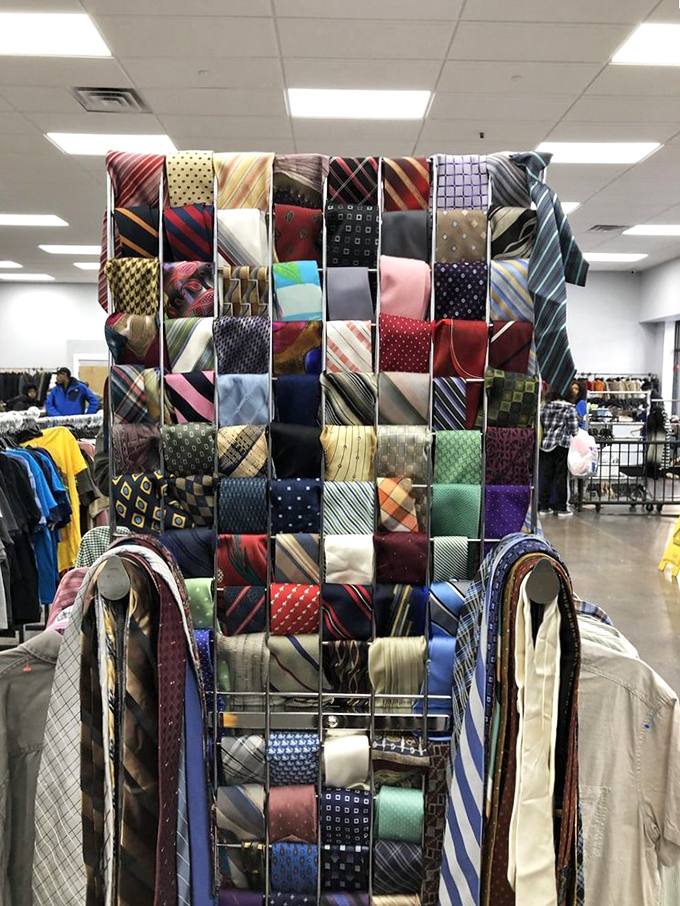 The necktie mosaic&mdash;where corporate America's former identity statements transform into an unexpectedly beautiful textile art installation.