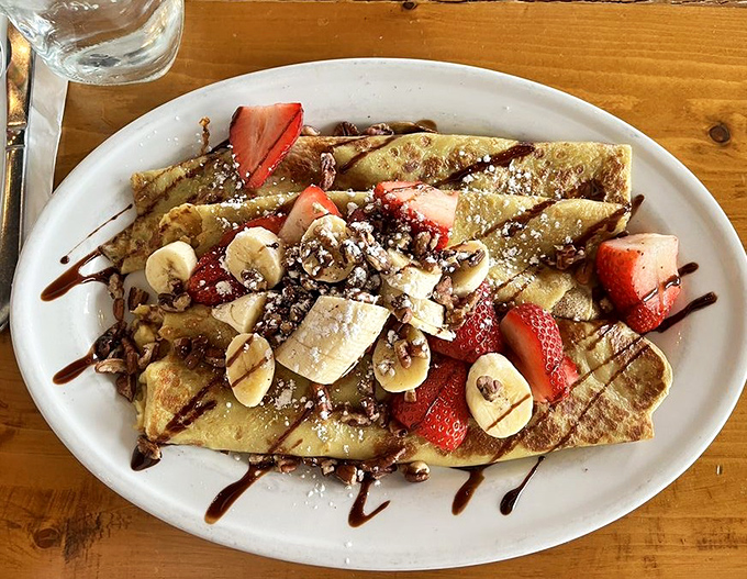 Crepes that make you question why we don't eat dessert for breakfast more often&mdash;thin, elegant, and draped in chocolate like a French fashion model. 