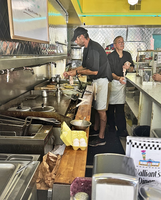 The open kitchen where breakfast magic happens&mdash;no smoke and mirrors, just skilled hands and decades of experience.