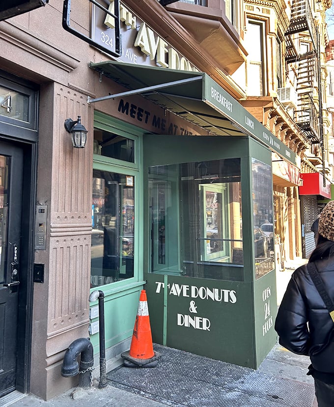 Meet me at the diner says the awning, offering the six most comforting words in the English language. This entrance has welcomed Park Slope for generations.
