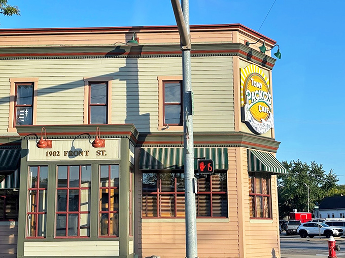 The original Front Street address proudly displayed&mdash;a pilgrimage site for food lovers who understand that sometimes the best cultural landmarks come with napkins.
