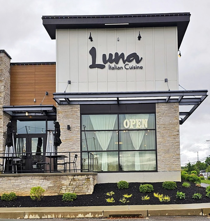 Luna's distinctive signage stands out like a beacon for hungry travelers – the culinary equivalent of "you have arrived at your destination."