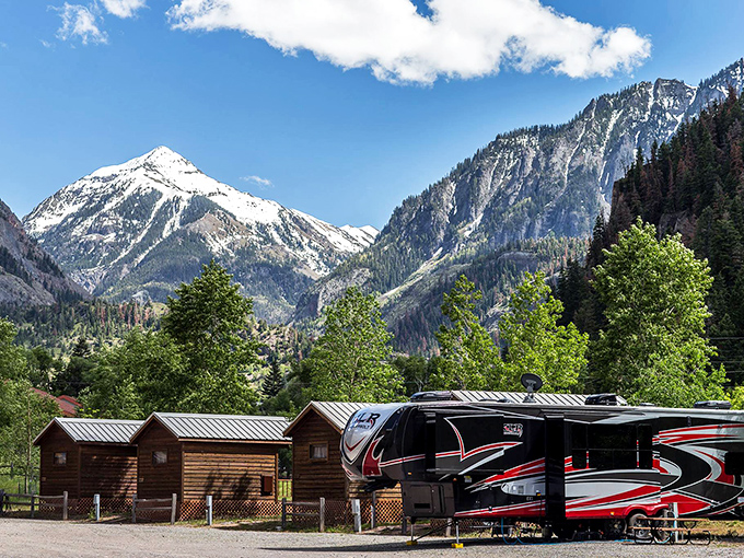 Riverside cabins with five-million-star accommodations. Where else can you park your RV with peaks as your personal wallpaper?