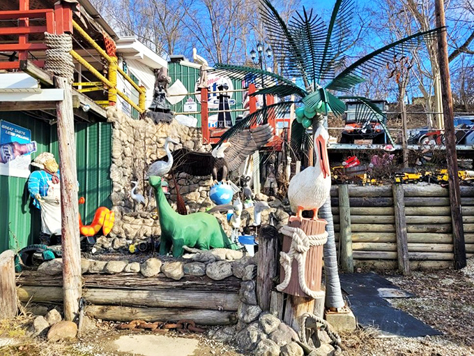 Outside, a menagerie of quirky decorations greets visitors &ndash; a first hint at the personality-filled experience that awaits inside.