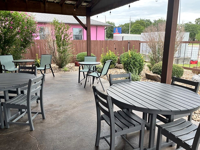 The outdoor patio offers a peaceful retreat after indulging inside&mdash;because sometimes you need a moment to contemplate what just happened to your taste buds.