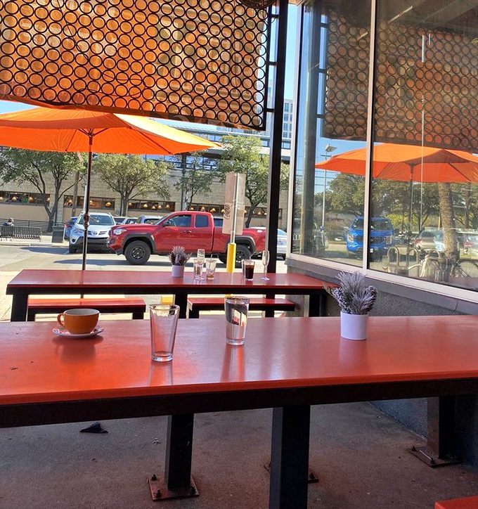 Window seats bathed in natural light offer prime people-watching with your pancakes &ndash; Austin's version of dinner and a show, breakfast style.