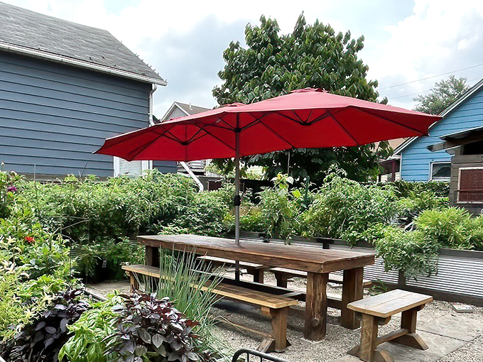 The garden where many ingredients begin their journey to your plate. Under those red umbrellas, summer brunches transform into mini-vacations from everyday life.