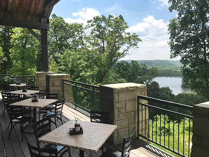 Dining al fresco here isn't just about the food&mdash;it's about savoring each bite while nature puts on a show across the shimmering lake.