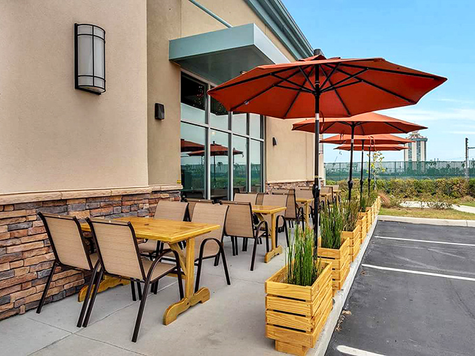 The outdoor seating area offers Florida's version of al fresco dining &ndash; where gentle breezes complement the aromatic wafts from your plate.