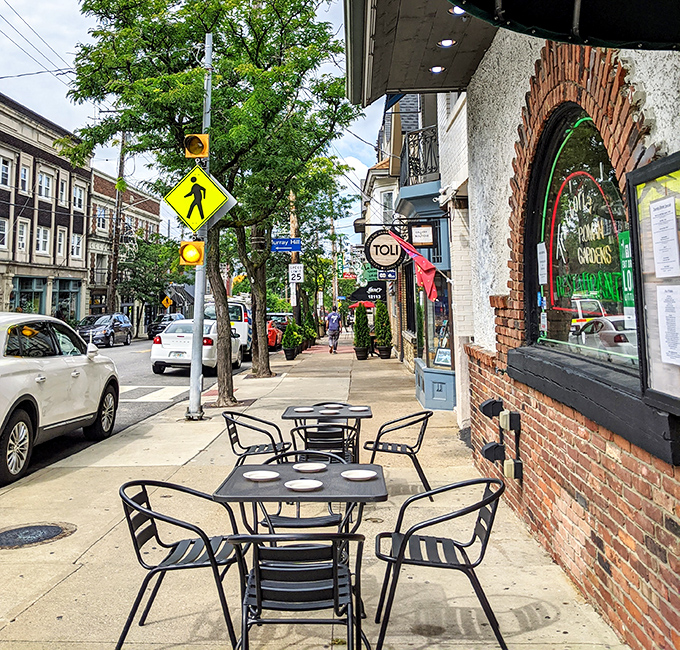 Sidewalk seating offers a front-row view to Little Italy's charming street life &ndash; perfect for people-watching between bites of bruschetta.