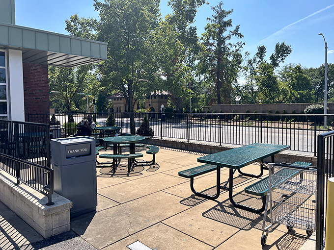 Outdoor seating where you can enjoy your sandwich masterpiece while watching the world go by.