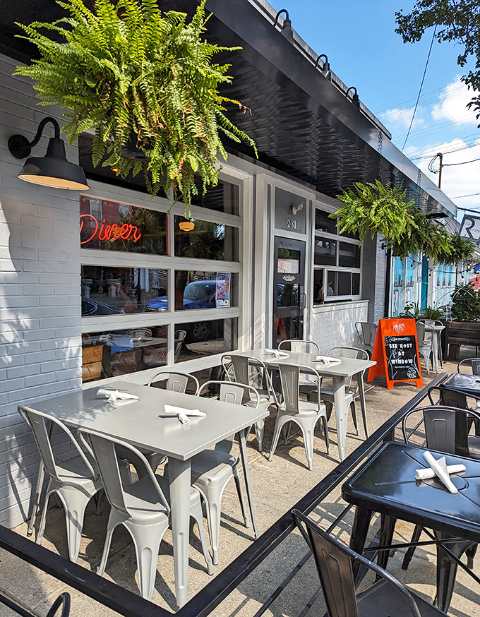 The outdoor seating area isn't just tables and chairs &ndash; it's front-row tickets to Milford's charming Main Street and a perfect spot for people-watching.