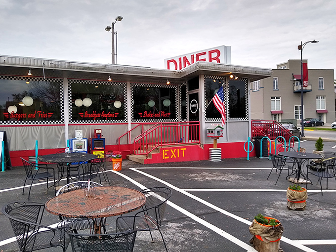 Outdoor seating for those perfect Missouri mornings—because sometimes pancakes taste even better with a side of fresh air.