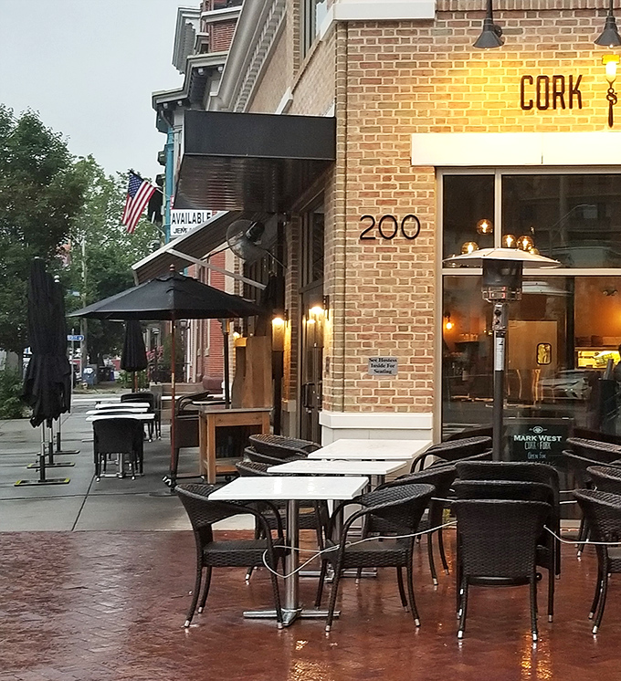 Even in the rain, Cork & Fork's outdoor seating beckons. Some places just feel right, whether bathed in sunshine or glistening with raindrops.