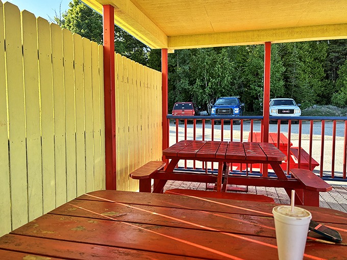 Outdoor dining where you can contemplate your burger victory while planning your inevitable return visit.