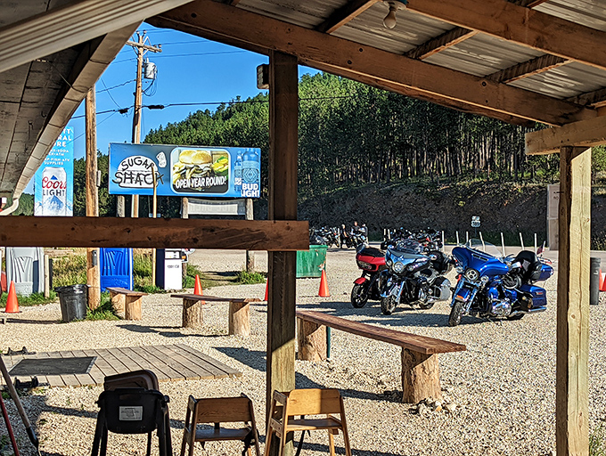 Outdoor seating for those perfect Black Hills mornings when eating inside feels like a crime against nature.