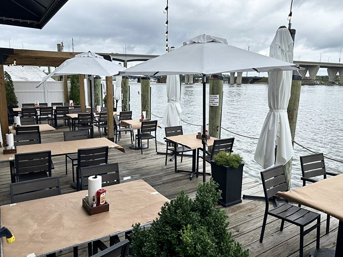 The waterfront deck offers front-row seats to the very waters that supplied your dinner. On a good day, you might even spot the boats bringing in tomorrow's catch.