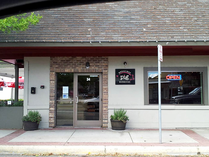 The entrance that separates your life into two distinct chapters: before Bodacious Pig barbecue and the much happier after.