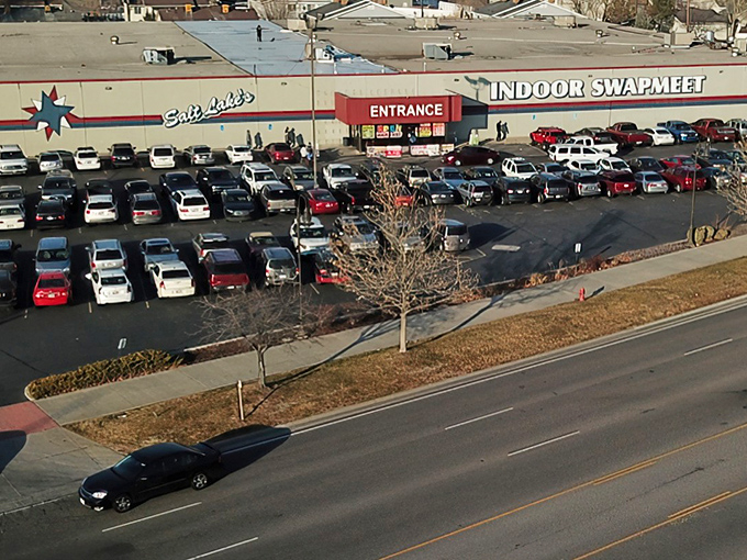 The packed parking lot tells the real story&mdash;this isn't just shopping, it's a community gathering disguised as commerce.