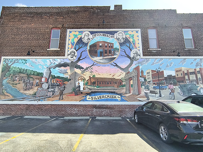The mural outside tells stories of yesteryear, but inside, new memories are being made daily over pancakes and coffee.