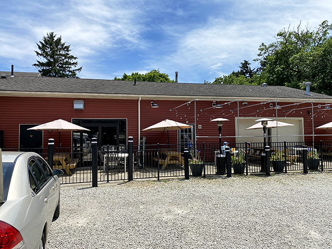 The outdoor seating area&mdash;where summer evenings are made complete with cold beers, hot BBQ, and the occasional gentle Ohio breeze.