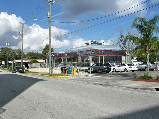 From the parking lot, Georgie's shines like a chrome-plated promise of comfort food, standing proudly among palm trees in its natural Florida habitat.
