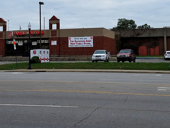 The exterior view that doesn't reveal the wonderland within. Like a speakeasy for bargain hunters, only the initiated know what awaits.