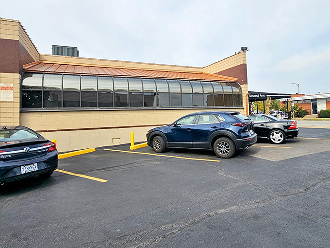 The parking lot view might not win architectural awards, but it represents something more valuable: a destination worth driving to for breakfast devotees across Missouri.