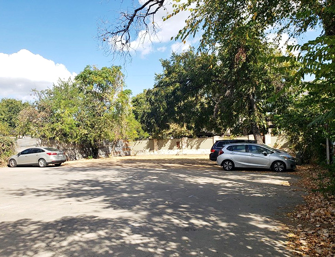 Even the parking lot feels like a secret garden. Your car might be modern, but it's about to time-travel once you step inside