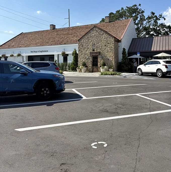 Even the parking lot maintains the charm&mdash;a final glimpse of stone and white trim before you reluctantly head home with takeaway containers.