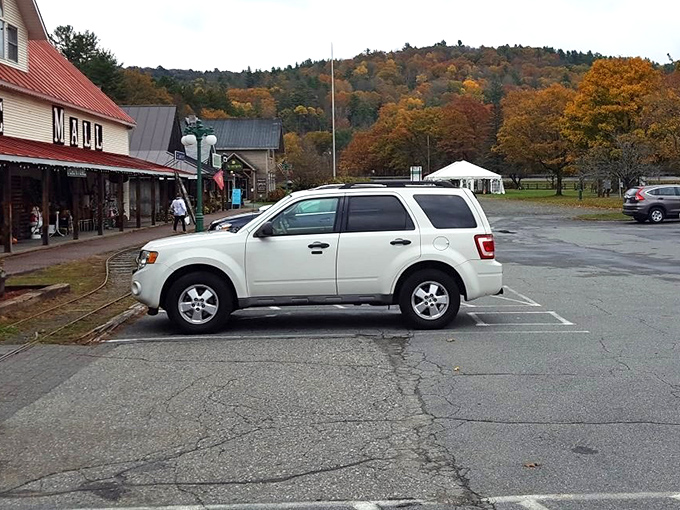 Fall in Vermont frames the mall like nature's perfect backdrop. Even the parking lot seems to say, "Take your time, the treasures aren't going anywhere."