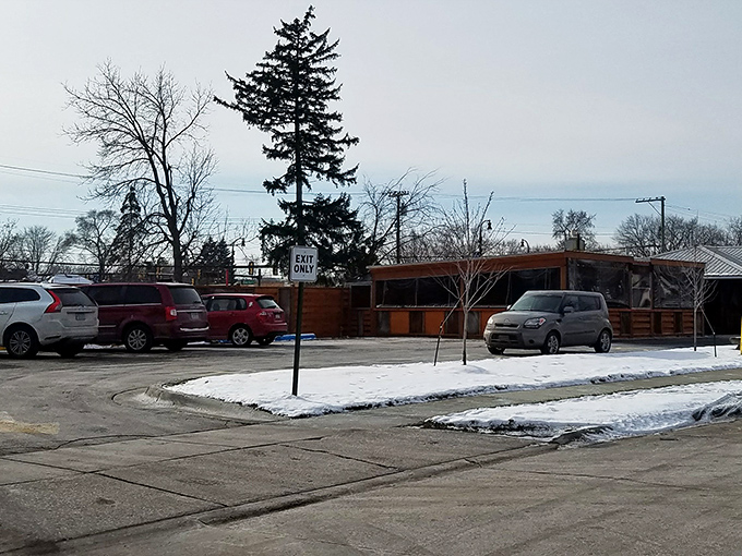 Even the parking lot fills up fast, because word travels when brisket this good exists in Michigan.