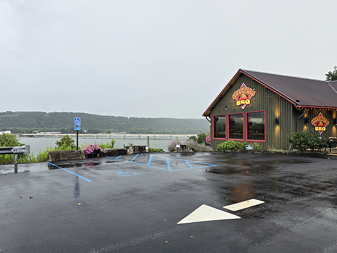 Even on a rainy day, Skeeter's glows like a beacon of BBQ hope &ndash; proving that good smoked meat is the ultimate weather-proof comfort.