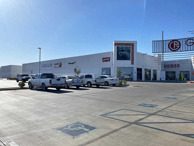 The spacious parking lot welcomes shoppers with plenty of room for cars loaded with shopping bags &ndash; the final thoughtful touch in Gran Plaza's bargain-hunting experience.