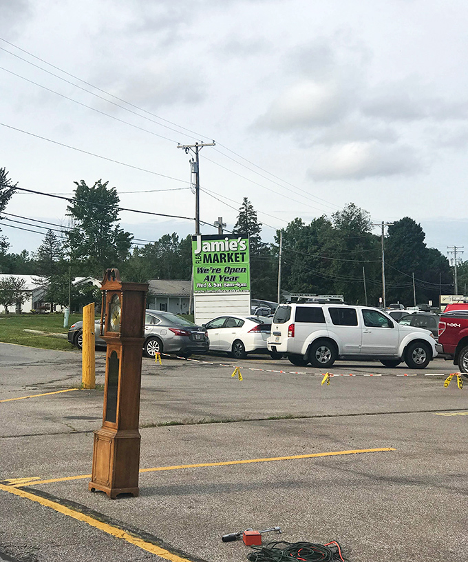 Even the parking lot holds promise&mdash;that grandfather clock leaning against the post might just be your next great find.