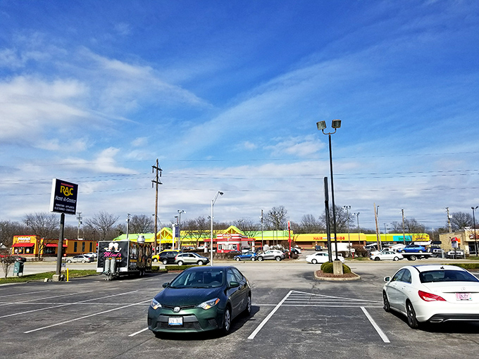 The parking lot might not look like much, but it's the gateway to flavor paradise. Cars come empty and leave with happily stuffed passengers.