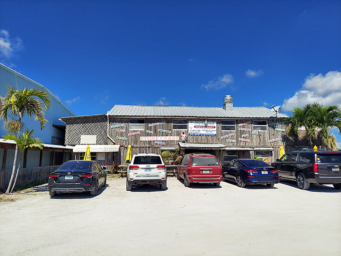 The gravel parking lot&mdash;Florida's version of a red carpet. When locals and tourists alike are willing to make the drive, you know something special awaits inside.