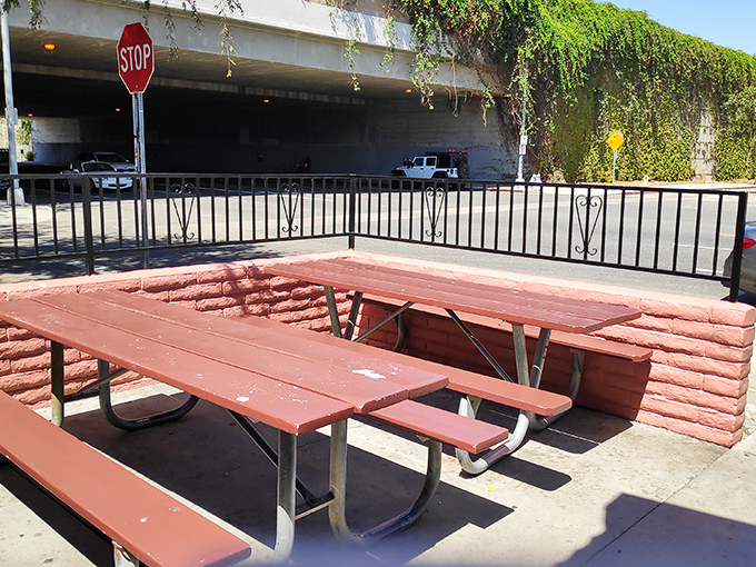 Al fresco dining, Tito's style. These picnic tables have hosted more memorable meals than many five-star restaurants.